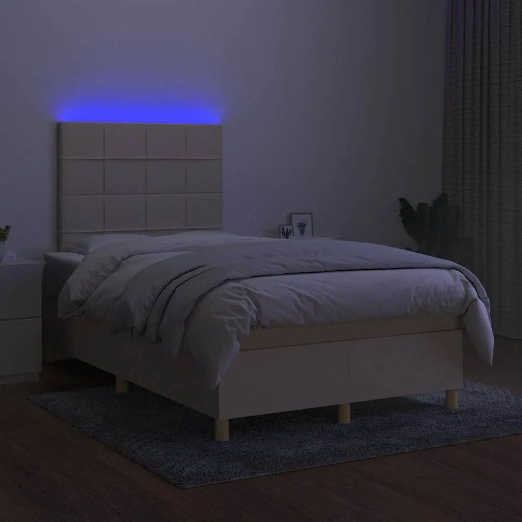 Box spring postel s matrací a LED krémová 120x190 cm textil 3270251