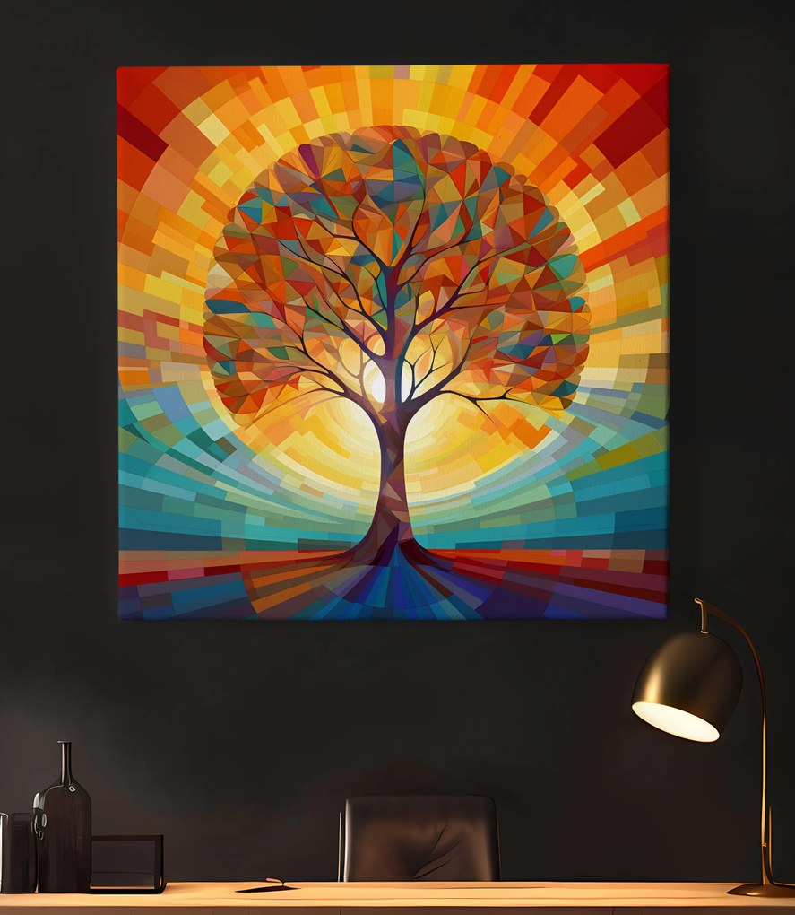 Obraz na plátně - Strom života geometrie FeelHappy.cz Velikost obrazu: 100 x 100 cm