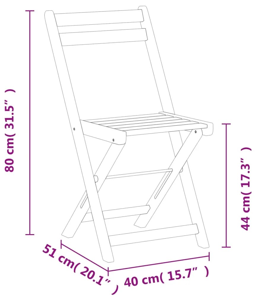 Skládací bistro židle 4 ks masivní akáciové dřevo - Default Title
