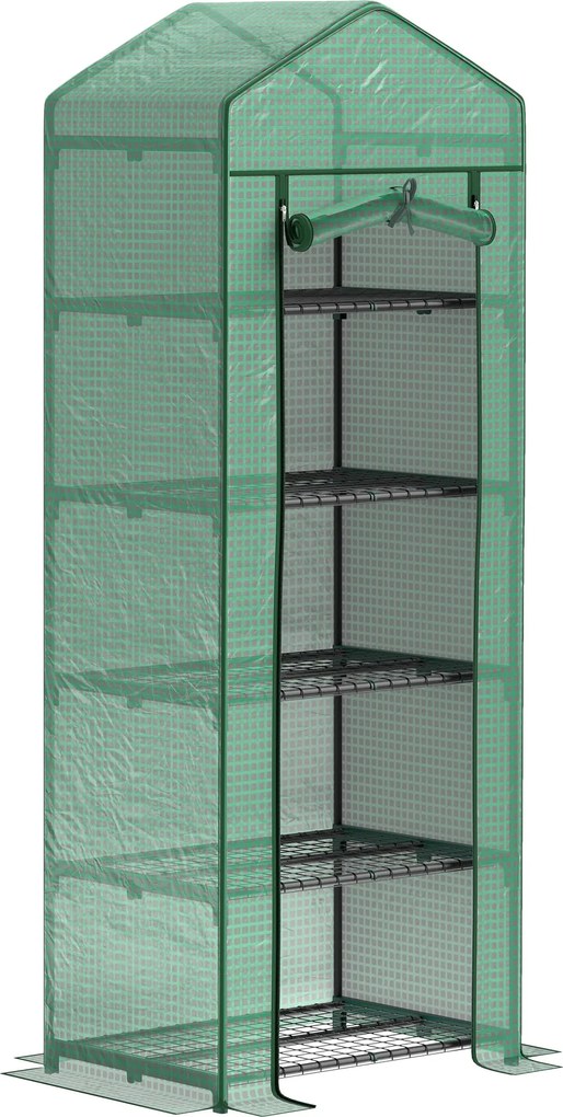 Skleník Outsunny se sklápěcími dveřmi, policemi, zimní skleník vyrobený z oceli, skleník na balkon, zahradu, dům na rajčata 69 x 49 x 193 cm, skleník