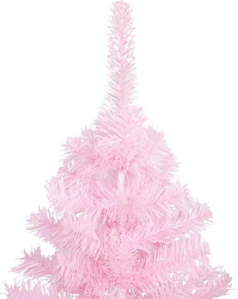 vidaXL Umělý vánoční stromek s LED a sadou koulí 150 cm PET [3077584] Barva: Zlatá a růžová