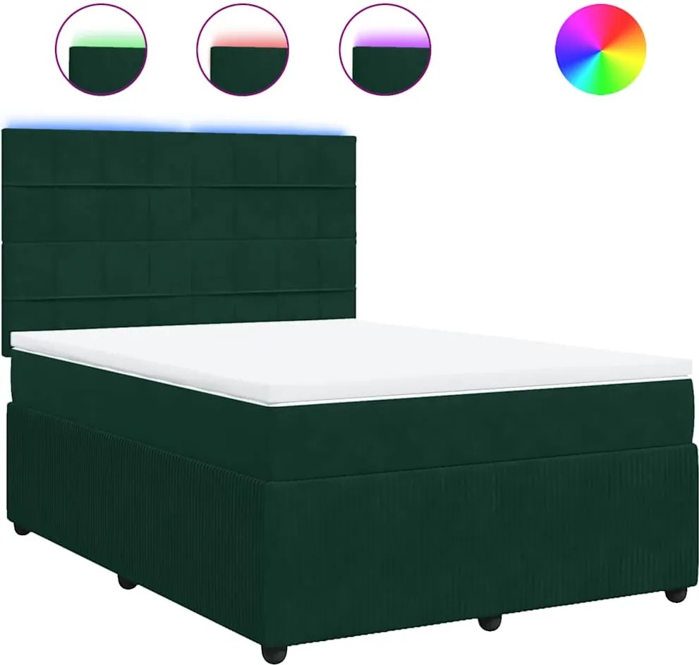 Box spring postel s matrací tmavě zelená 140x200 cm samet 3294661