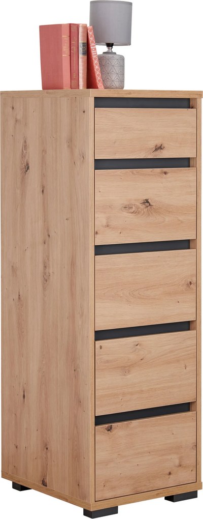 XXXLutz KOMODA, antracitová, barvy dubu, 40/120/48 cm Carryhome - Široké komody - 000003003306