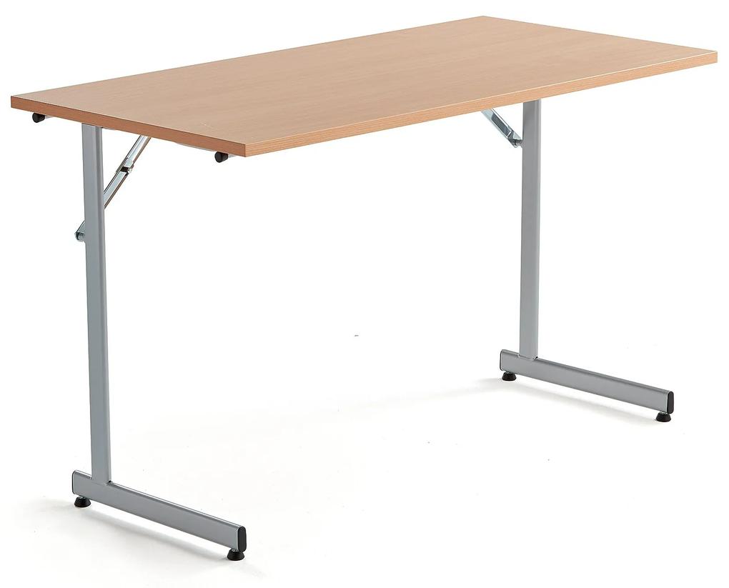 AJ Produkty Skládací stůl CLAIRE, 1200x600 mm, buk, hliníkově šedá