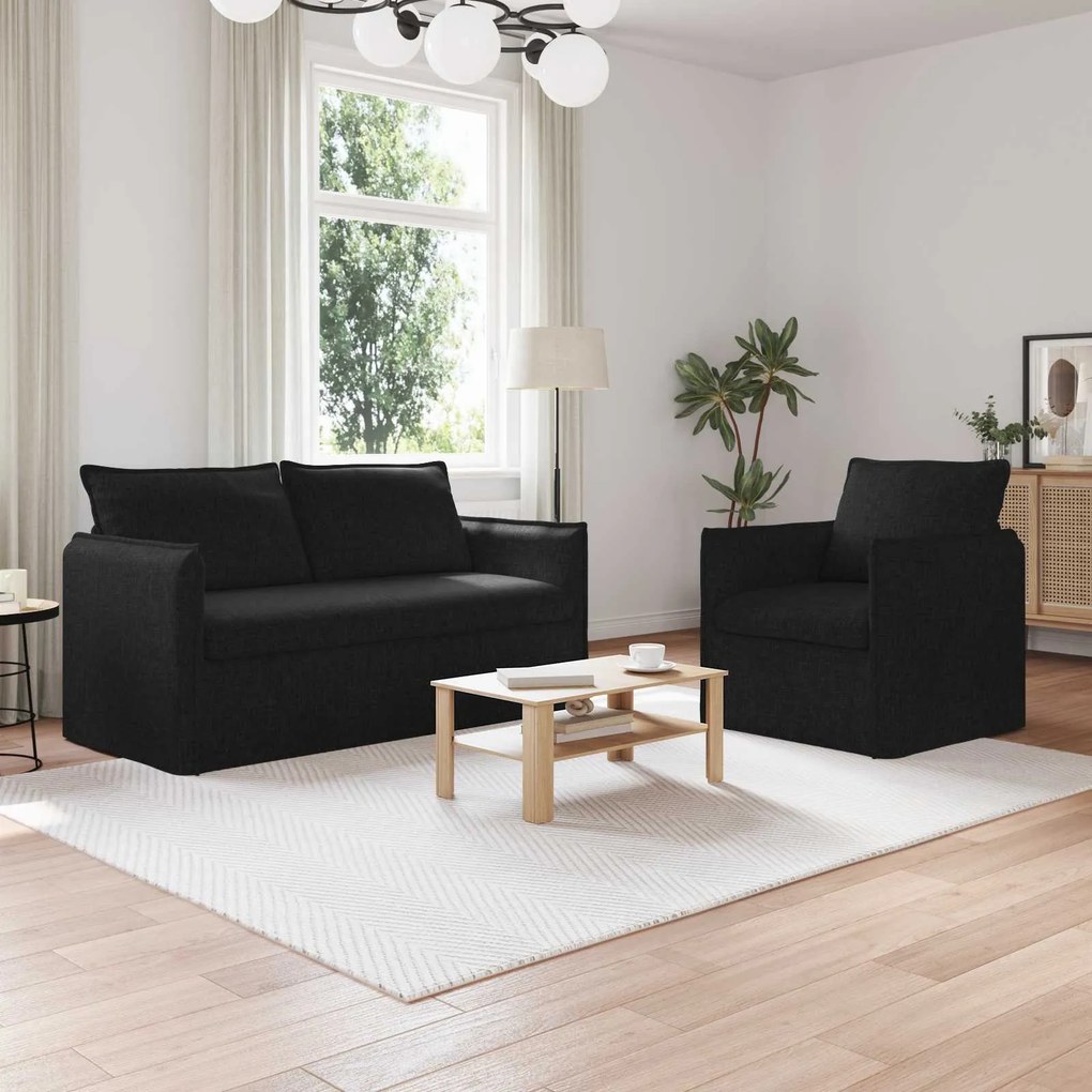 Set pohovek 2 ks Černá Textil 3407569