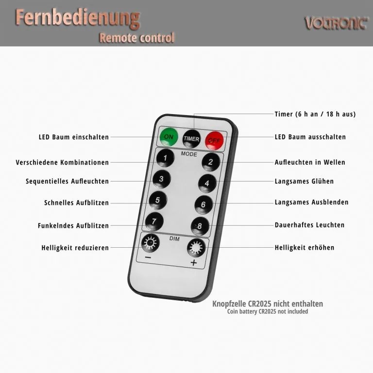 84888 VOLTRONIC Světelný LED strom 180 cm, 8 funkcí + ovladač