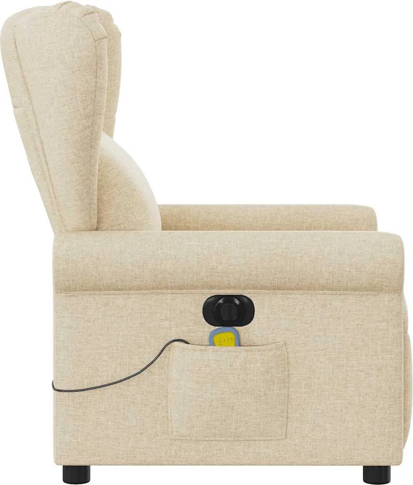 Elektrické masážní polohovací křeslo krémové textil 3303372