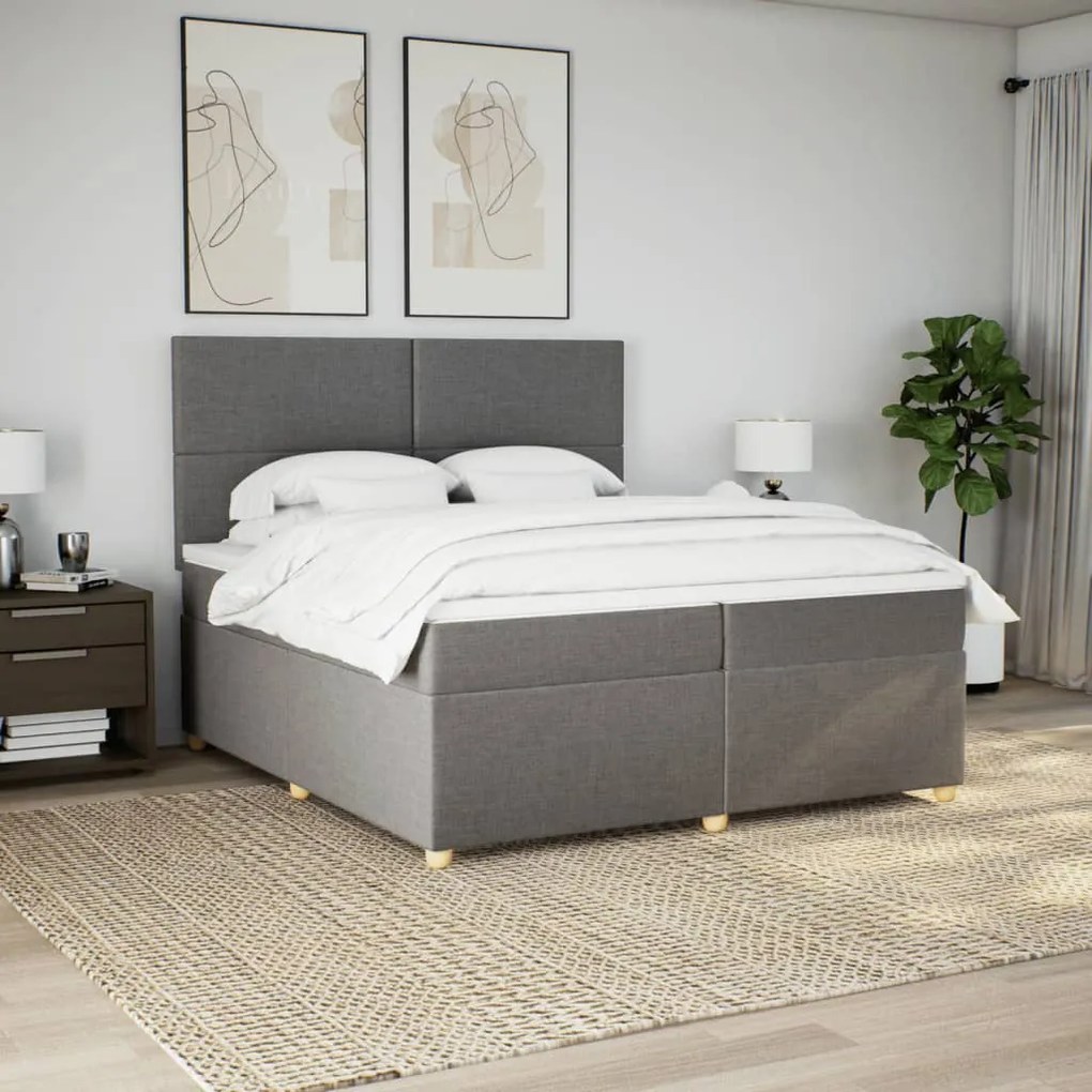 Box spring postel s matrací taupe 200x200 cm textil 3291384