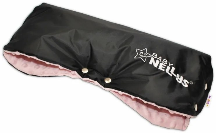 Rukávník ke kočárku Baby Nellys ® minky - sv. růžová/černý