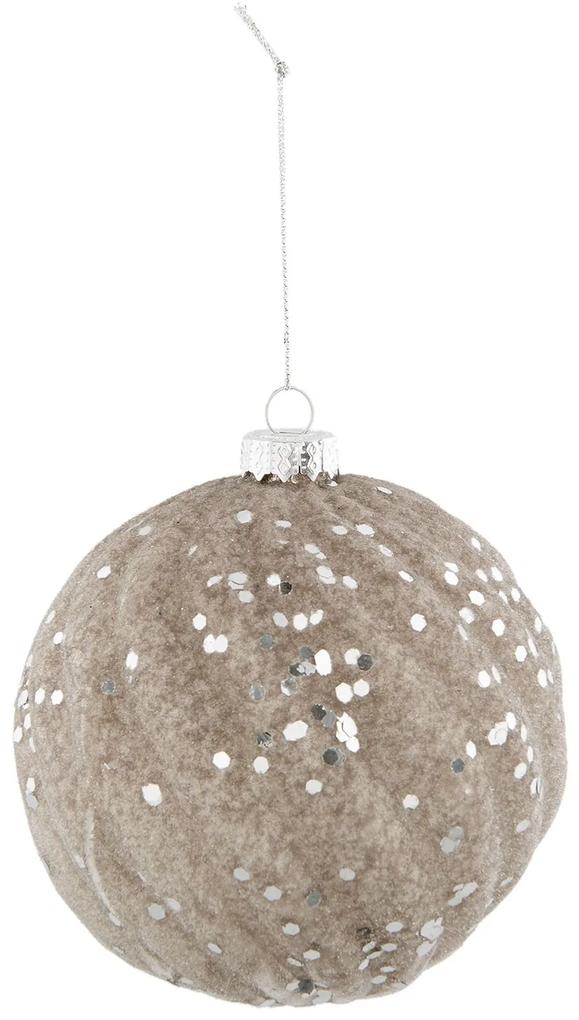 Skleněná vánoční koule se stříbrnými třpytkami - Ø 9*11 cm
