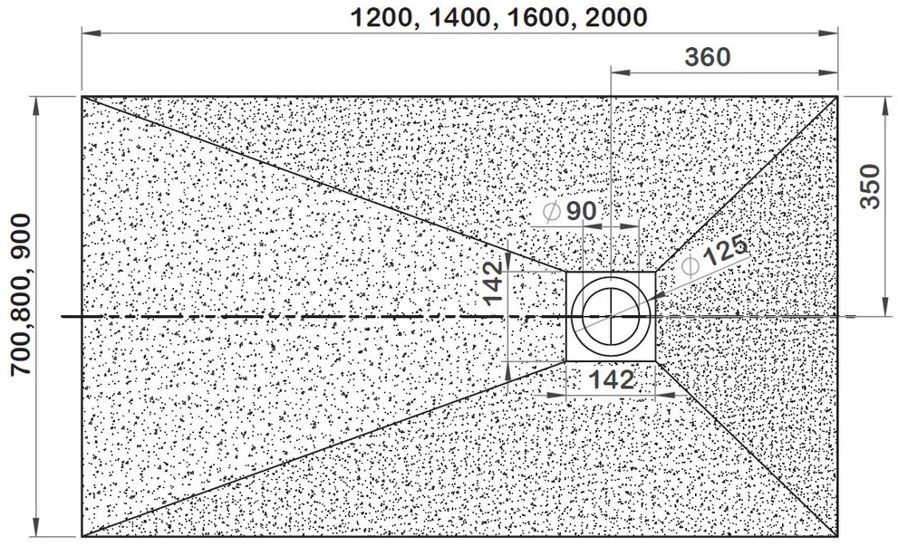 Gelco sprchová vanička obdélníková - profilovaná černá, MITIA 120×80 PMC12080