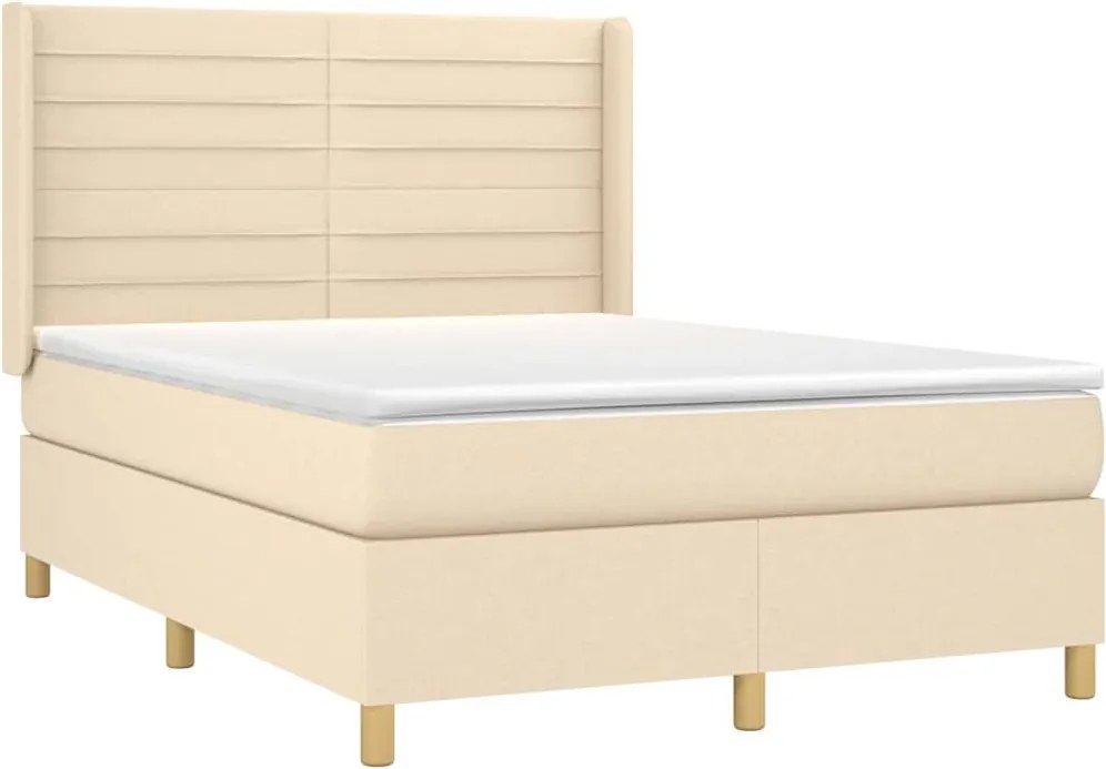 Box spring postel s matrací krémová 140x190 cm textil 3132070
