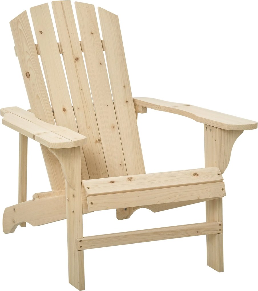 Zahradní křeslo Outsunny Adirondack s širokým sedákem, nosnost 150 kg, pro terasu, balkon, rozměry 78x89x88 cm | Aosom