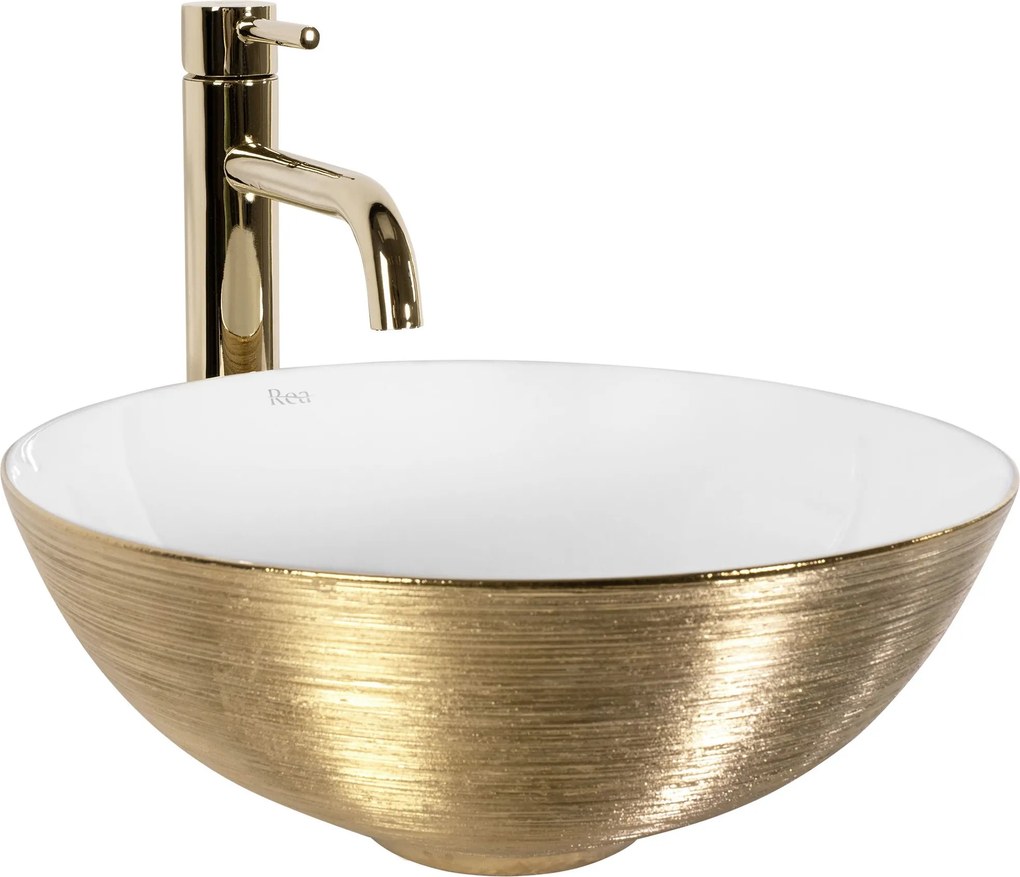 Rea, Umyvadlo na desku REA STELLA Gold Brush/White, REA-U9087