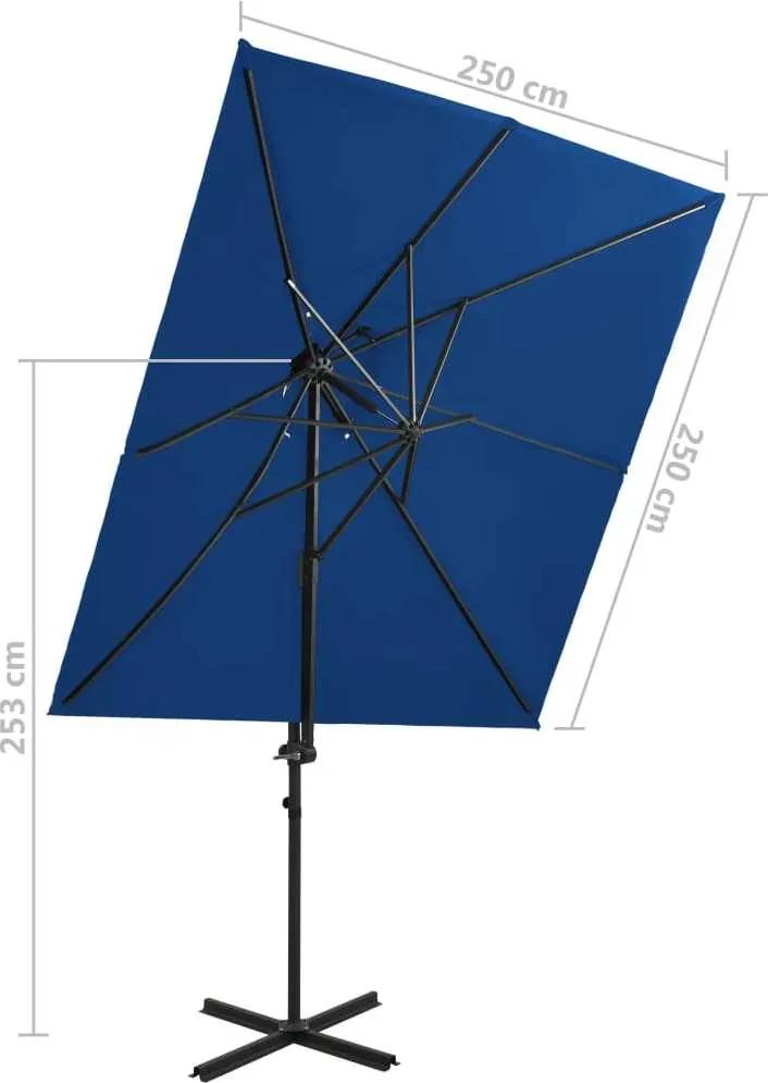 vidaXL Konzolový slunečník s dvojitou stříškou 250 x 250 cm [312365] Barva: antracitová