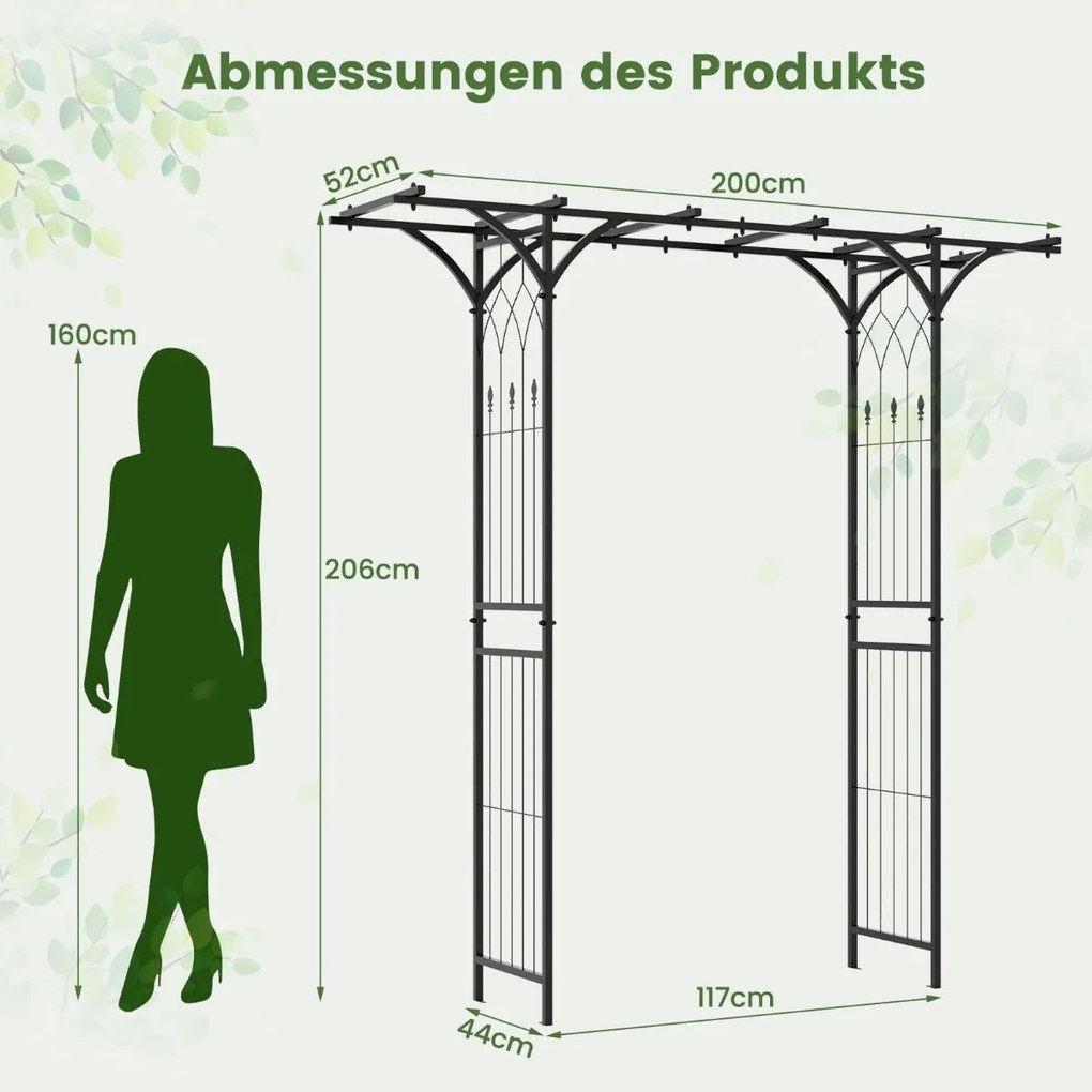Costway Rose Arch kovový zahradní oblouk pro popínavé rostliny Arch Garden
