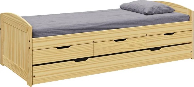 Postel s výsuvnou přistýlkou, 90x200, přírodní, masiv, MARINELLA NEW Kondela 0000274650