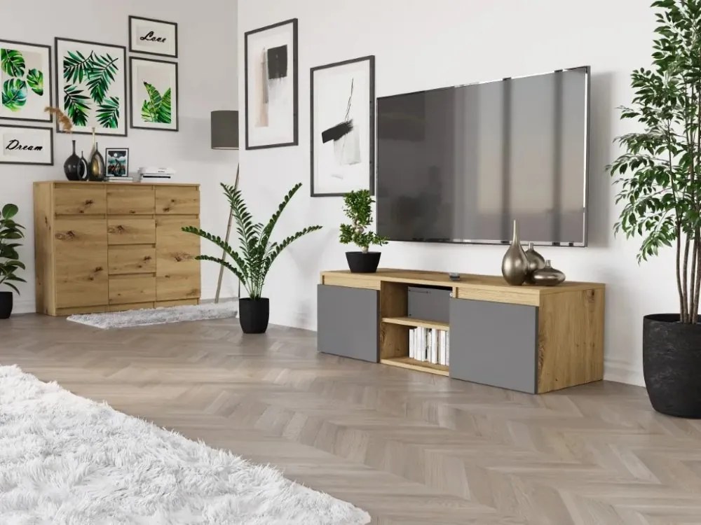 Moderní bezúchytkový TV stolek MODERN 120 cm - různá barevná provedení sonoma
