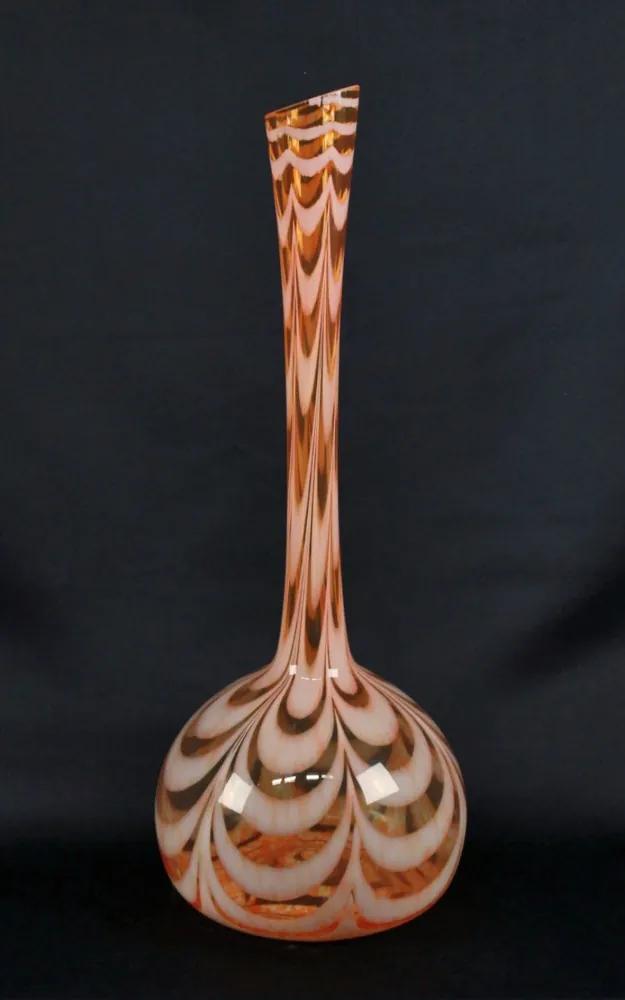 Váza designová Koule střední oranžové paví oko 80 cm | BIANO