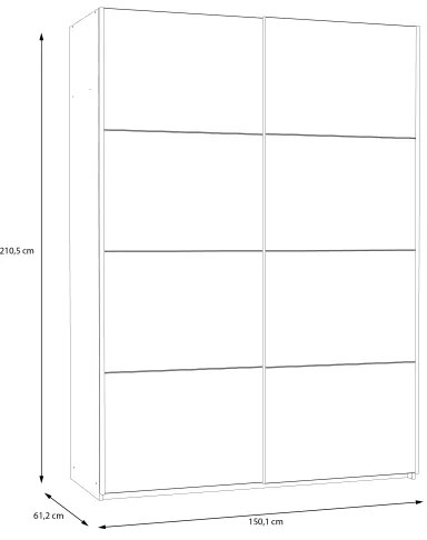Šatní skříň KARO 150x210 cm bílá/dub artisan