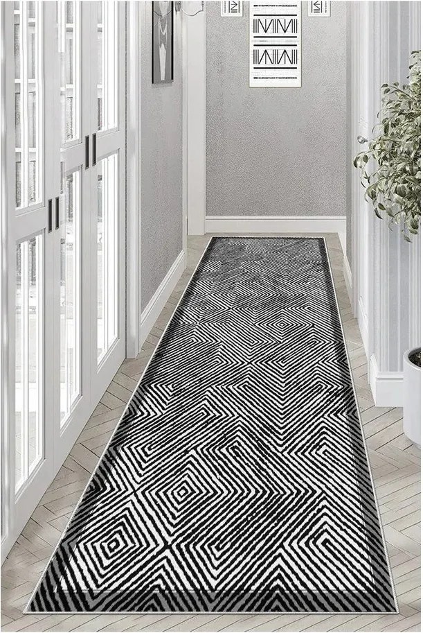 Černobílý pratelný běhoun 60x200 cm Tierra – Vitaus