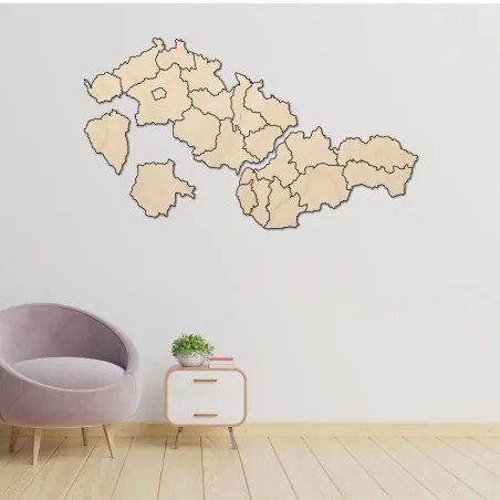 Velká dřevěná mapa Slovenska a České republiky | SENTOP M011