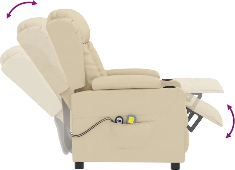 Elektrické masážní křeslo krémové textil 3098798
