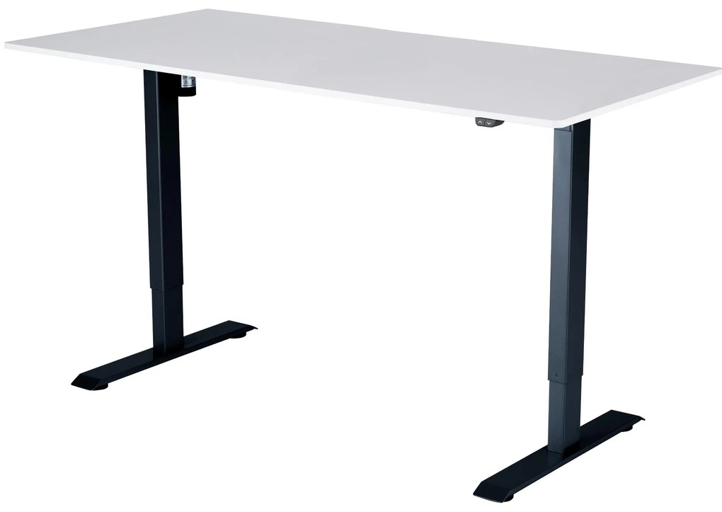 Polohovací stůl Liftor 2segmentové nohy černé,   bílá deska pro kancelářský výškově nastavitelný stůl 1600 x 800 x 18 mm bílá