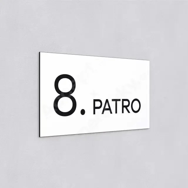 ACCEPT Označení podlaží "8. PATRO" - stříbrná tabulka - černý popis