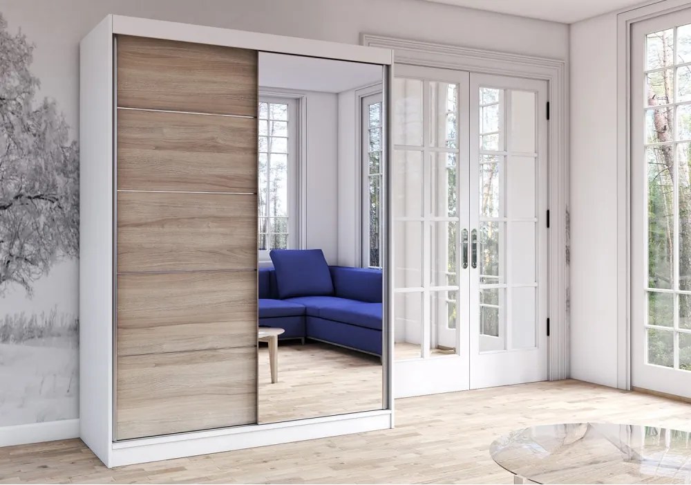 IDZ Šatní skříň Vista (150 cm) Barva dřeva: Bílá + Sonoma