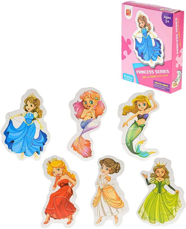 _Ostatní 1_ PUZZLE 6v1 Disney Princezny 18x13cm velké dílky 17ks skládačka v krabici 81261