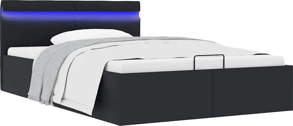 Rám postele LED s úložným prostorem černý umělá kůže 120x200 cm 285542