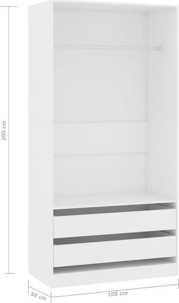vidaXL Šatní skříň 100 x 50 x 200 cm dřevotříska [800603] Barva: Černá
