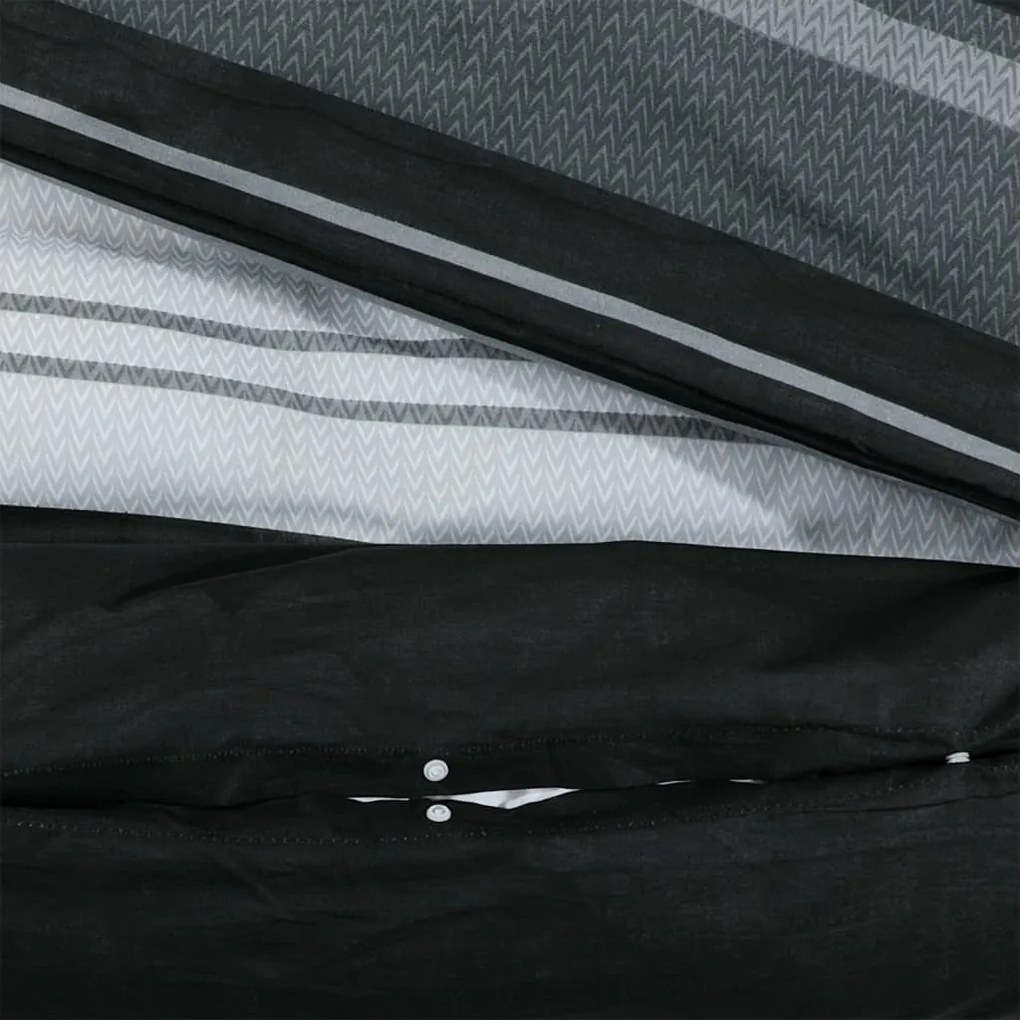 Sada Ložního Prádla Černá A Bílá 200 X 200 Cm Bavlna Černé Pruhy