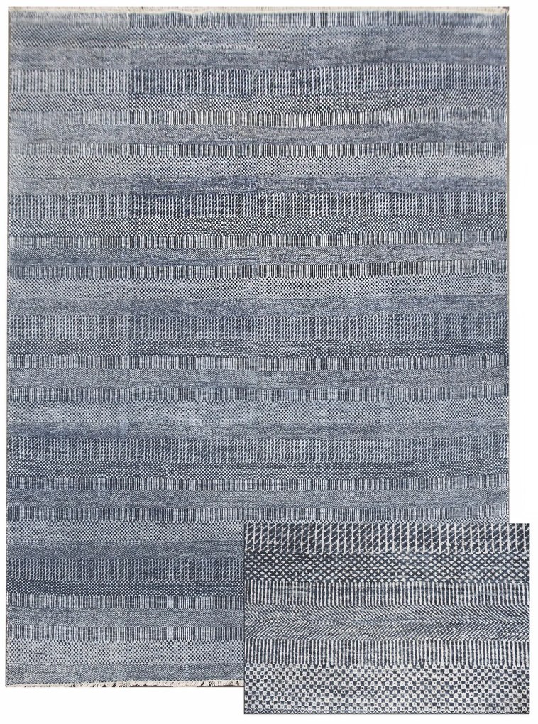 Diamond Carpets India, Ručně vázaný kusový koberec Diamond DC-MCN Medium blue/silver, 160x230, modrá, chodba / předsíň