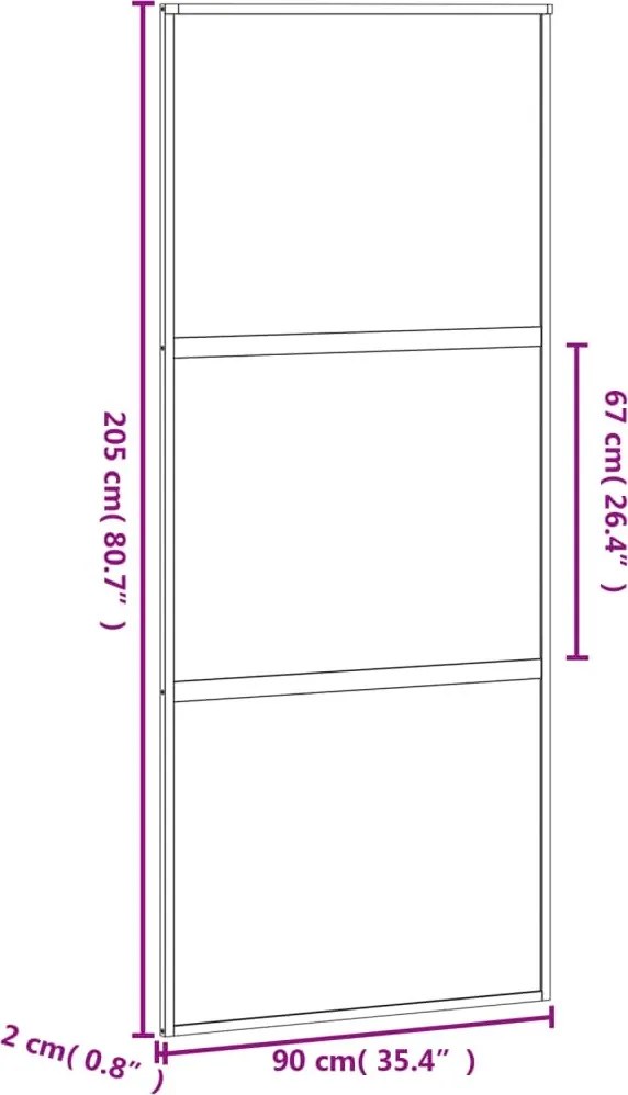 vidaXL Posuvné dveře 90 x 205 cm čiré ESG sklo a hliník [155205] Barva: Černá a průhledná a matná