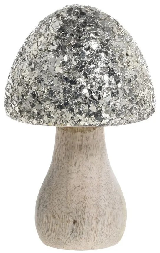 Přírodní dřevěná dekorace houba se třpytkami Mushroom - Ø 8*15 cm