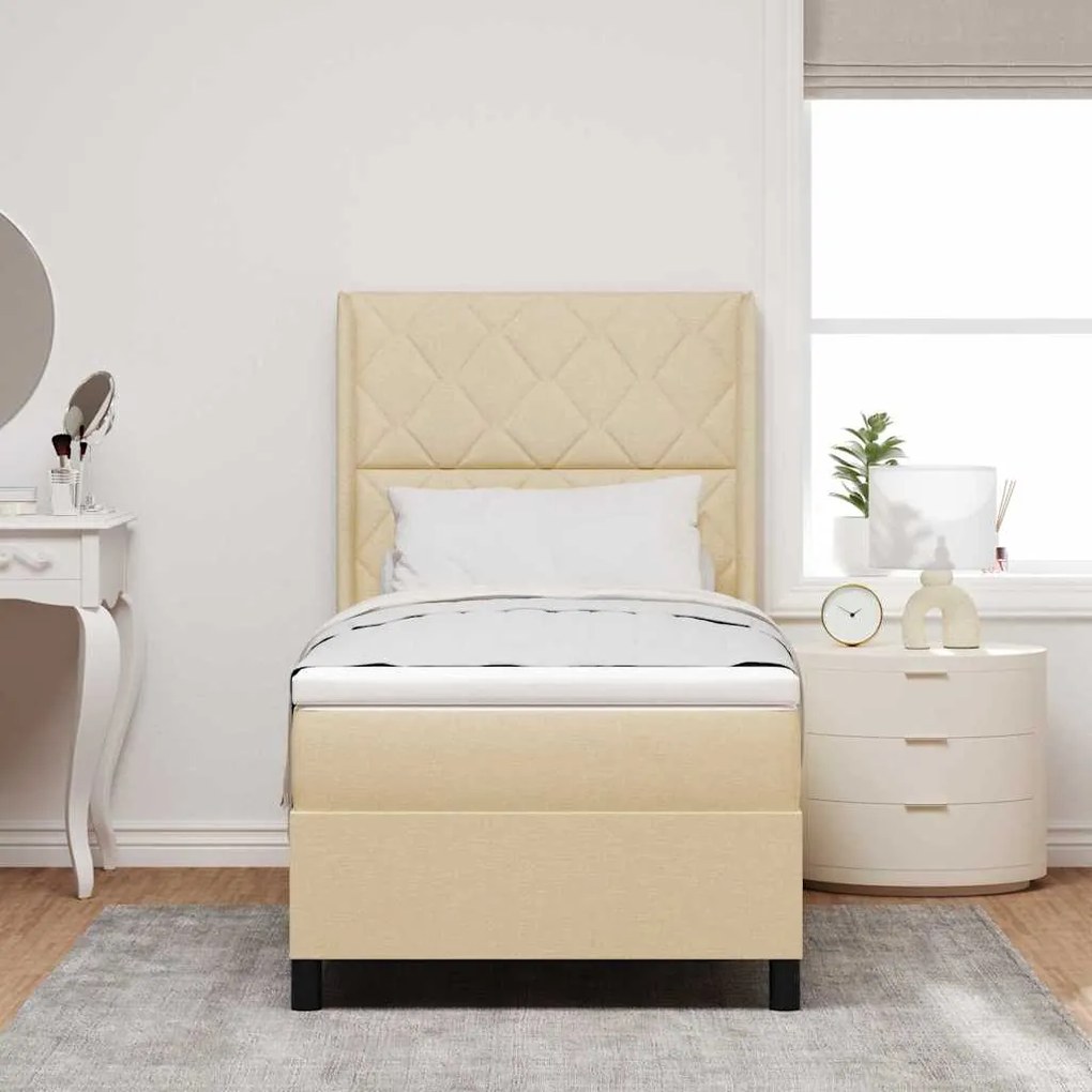 Postel s boxspringem s polštářem Krémová 200 x 100 cm textil 3341698