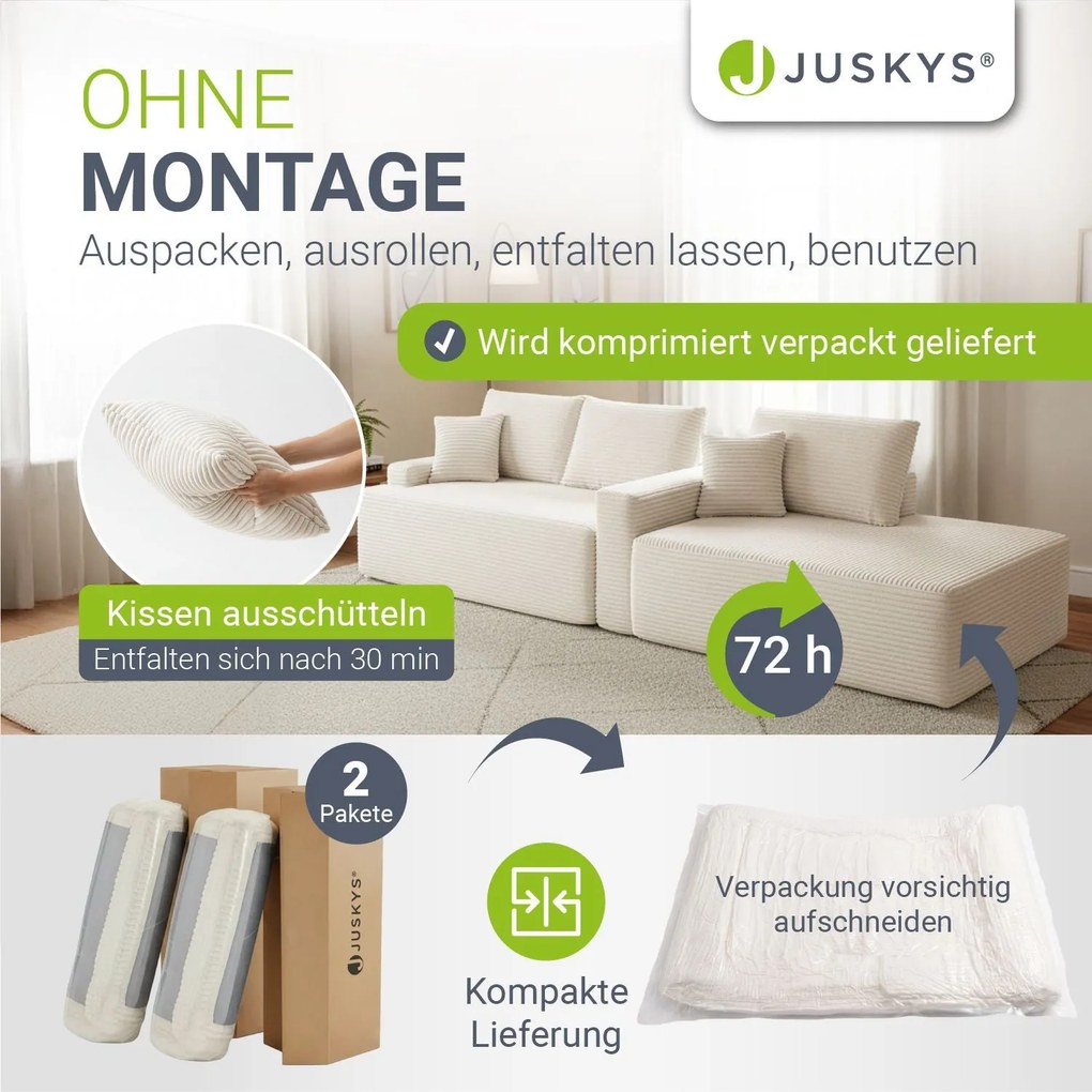 Juskys Modulární pohovka Coredo s manšestrovým potahem Barva: béžová, Provedení: levé