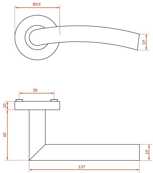 Kuchinox Faro, klika na dveře, broušená ocel, LAV-KGF_200A