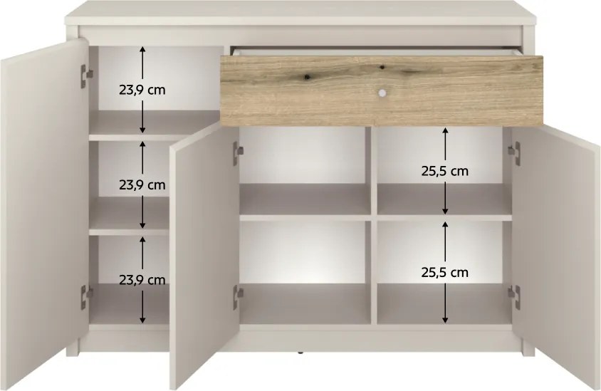 Kondela Komoda, kašmír/dub evoke, KAROS 3D1S