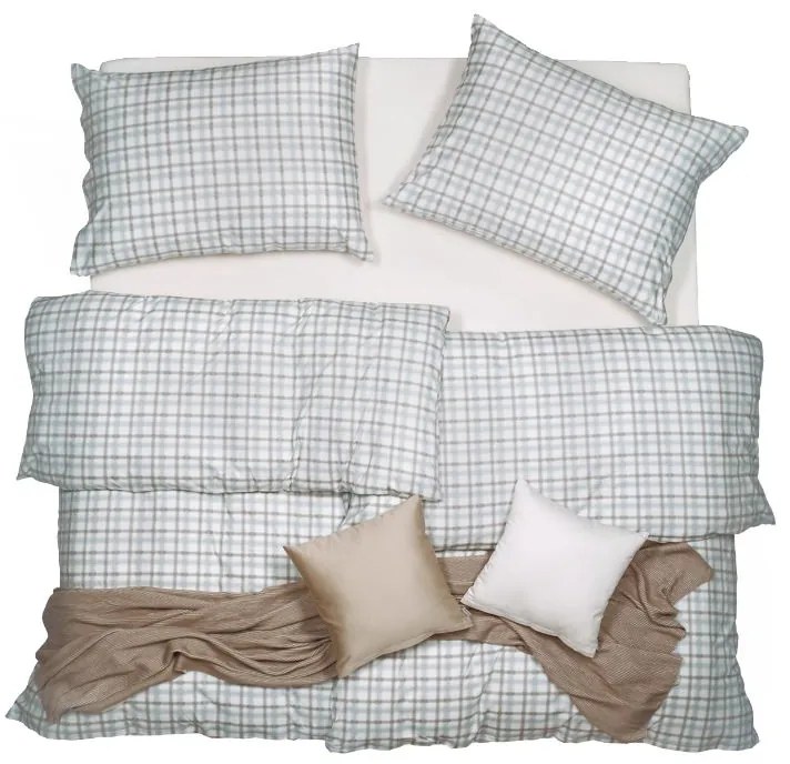 SCANquilt povlečení JERSEY kostka šedobéžová 140 x 200/70 x 90 cm