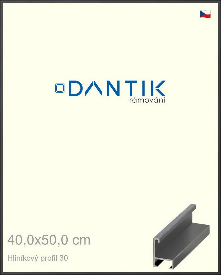 DANTIK rámeček 40x50 | ALU profil 6030 Dýha barevná šedá tmavá (Plexi Čiré)