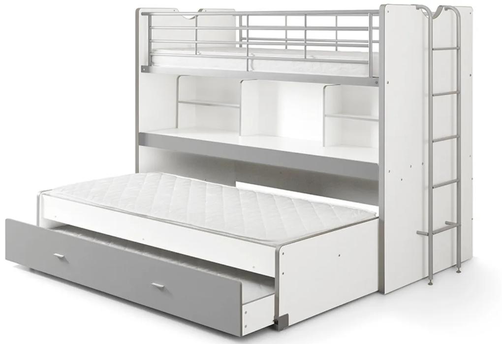 Bílá dvoupatrová postel se stolkem Vipack Bonny 90 x 200 cm