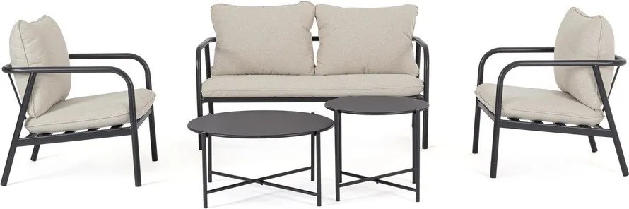 Béžový ocelový zahradní lounge set pro 4 Ostuni – Bizzotto