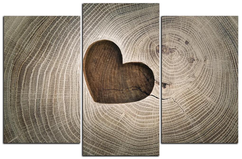 Obraz na plátně - Srdce na dřevěném pozadí 1207C (120x80 cm)