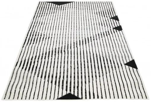 Moderní kusový koberec GRACE 3671A Geometrický krémový černý Rozměr: 120x170 cm
