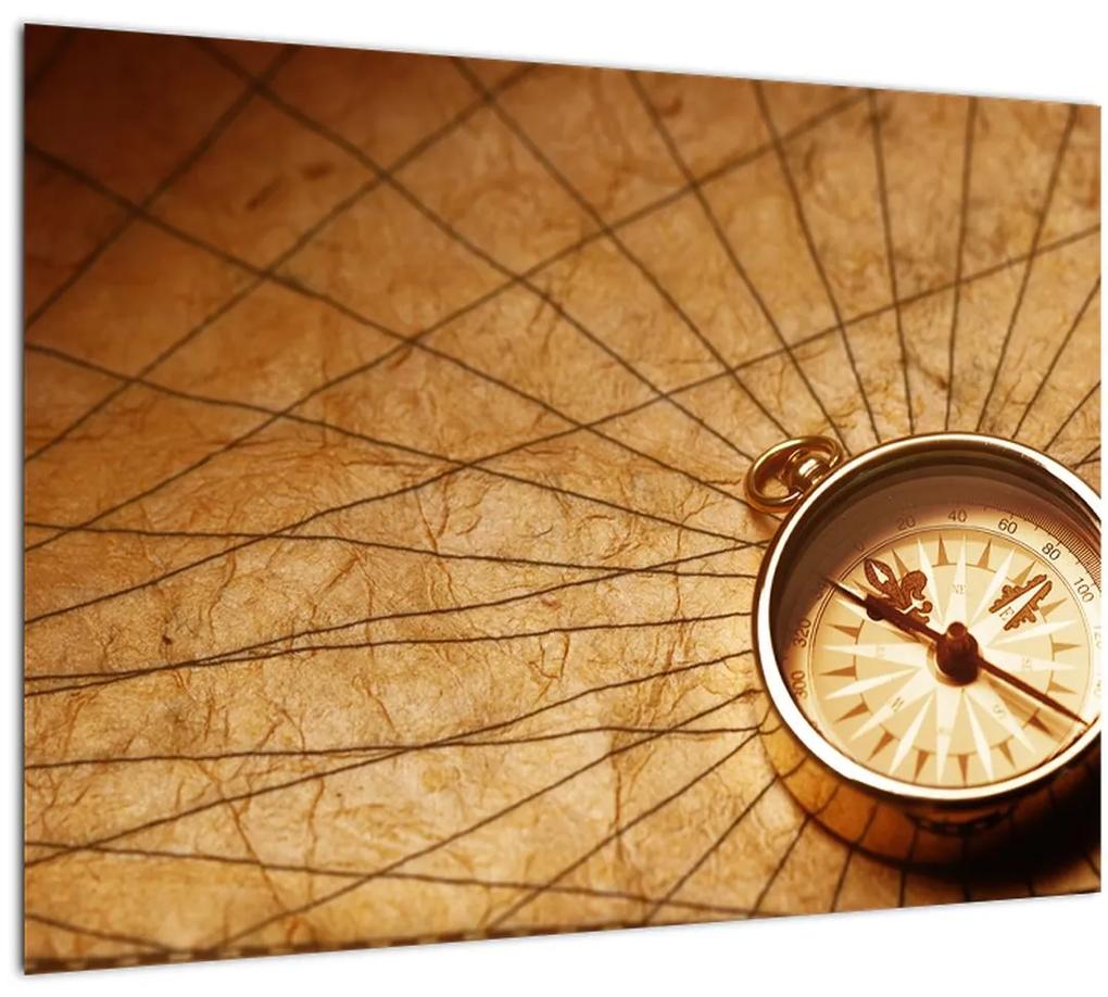 Skleněný obraz - Kompas (70x50 cm)