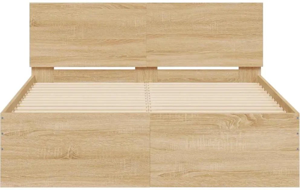 Rám postele s čelem a LED osvětlením dub sonoma 120 x 200 cm 3207618
