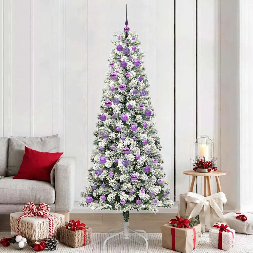 Umělý Skládací Vánoční Strom 300 LED Zelená a bílá 210 cm 3395610